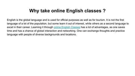 Ppt Why Take Online English Classes Powerpoint Presentation Free