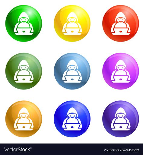 Hacker Activity Icons Set Royalty Free Vector Image