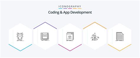 Coding And App Development 25 Line Icon Pack Including App Launch