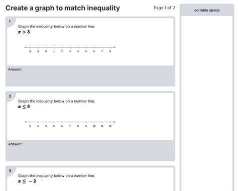 Create A Graph To Match Inequality Worksheet Pdf 6rpa1 6th