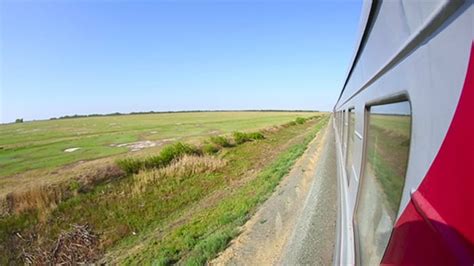 Rural Scene Through The Passenger Train Window Vehicles Stock Footage