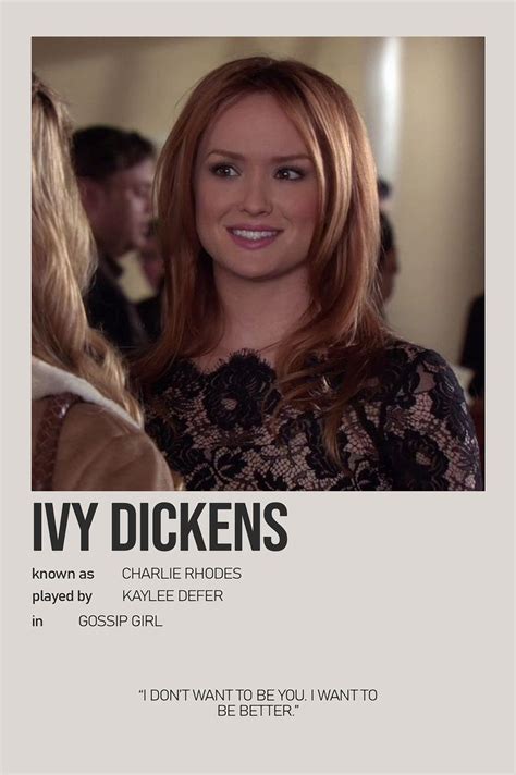 Ivy Dickens Minimalist Character Polaroid Poster In 2024 Gossip Girl