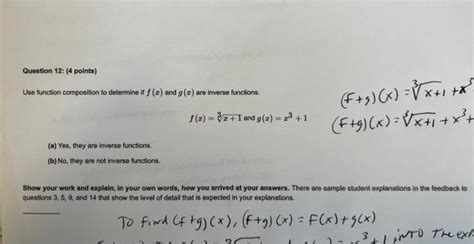 Solved Question 12 4 Points Use Function Composition To