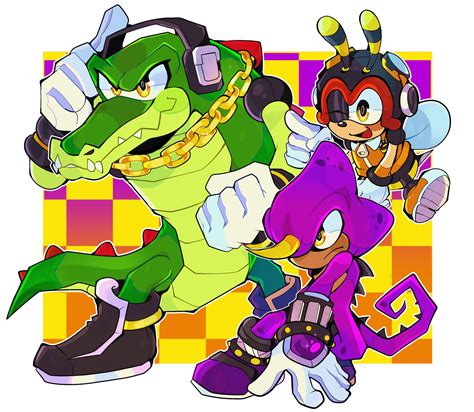 Espio The Chameleon Vector The Crocodile And Charmy Bee Sonic Drawn