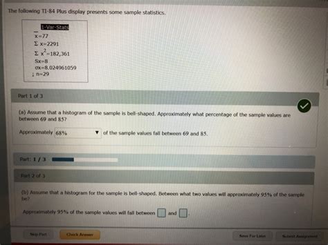Solved The Following Ti 84 Plus Display Presents Some Sample