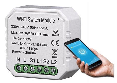 WiFi Double Light Switch Module TUYA Podwójny Włącznik Przekaźnik dopuszkowy Tuya Ledzik