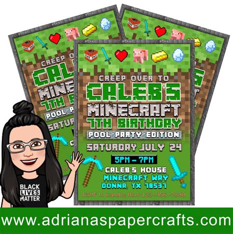 Minecraft Diy Printable Invitation