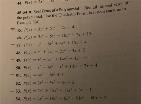 Solved 45 54 Real Zeros Of A Polynomial Find All The Real