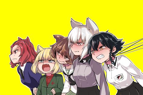 5girls Akiyamayukari Aomushimushamusha Blackhair Blondehair Blue