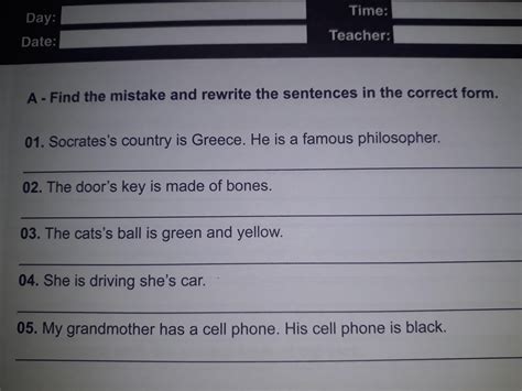 Find The Mistakes And Rewrite The Sentences In The Correct Form