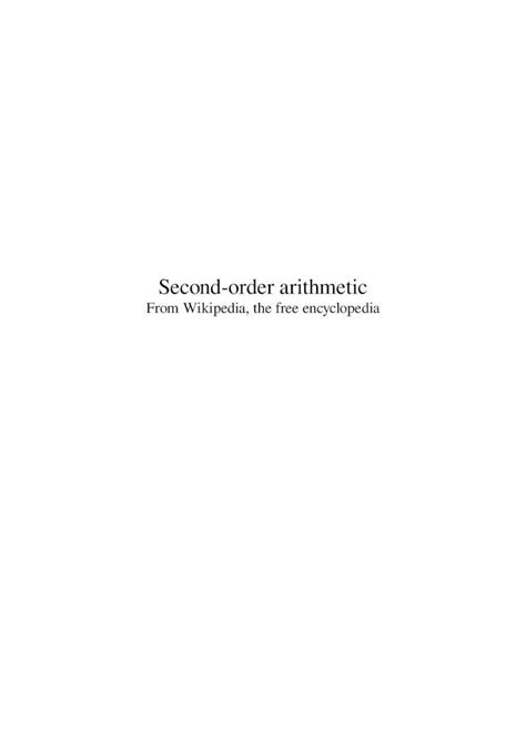 Pdf Second Order Arithmetic Dokumentips