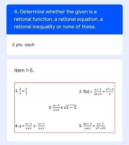 Solved A Determine Whether The Given Is A Rational Chegg Com