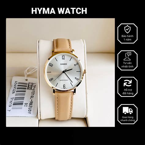 Đồng Hồ Nữ Dây Da Casio Ltp Vt01gl 9b2 Viềng Vàng Mặt Số Học Trò