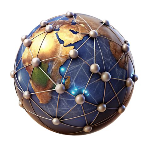 Magnificent Contemporary Digital Globe Network Cutout With Glowing