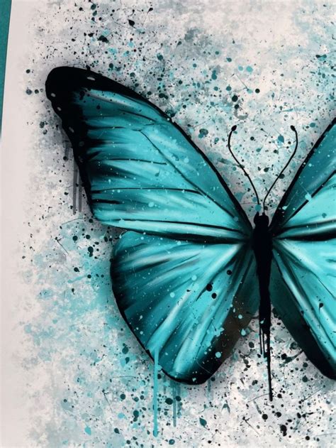 Teal Butterfly Art