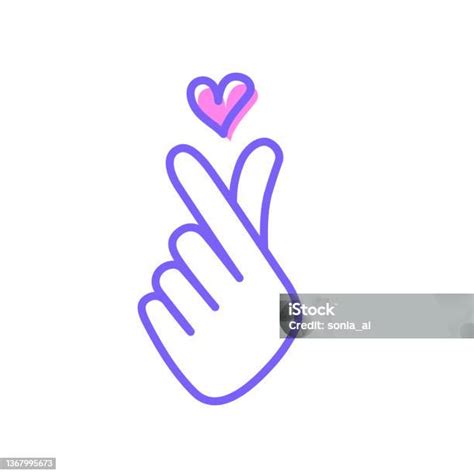 K 팝 사랑 기호 한국어 기호 손 심장 발렌타인 카드에 대한 스톡 벡터 아트 및 기타 이미지 발렌타인 카드 밸런타인데이