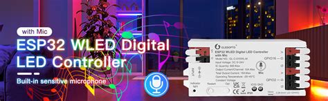 gledopto esp32 wled led strip controller with mic