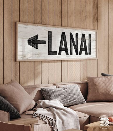 Lanai Directional Sign Large Rustic Style Custom Colors And Arrow Etsy