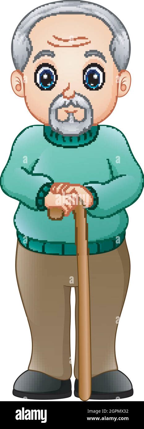 Old Man Walking Cane Vector Stock Vector Images Alamy