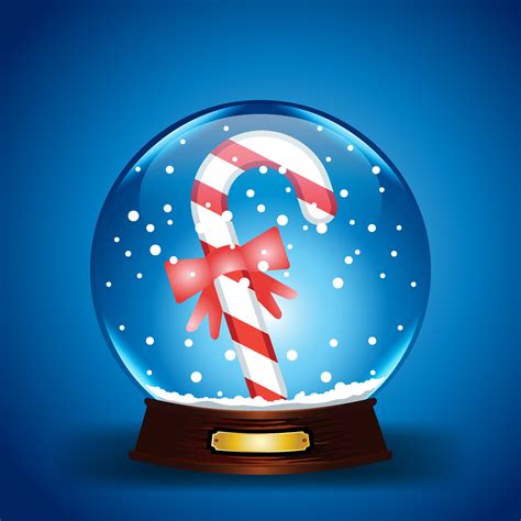 Crystal Ball Snowball With Snowy Christmas Candy Cane Spruce Inside