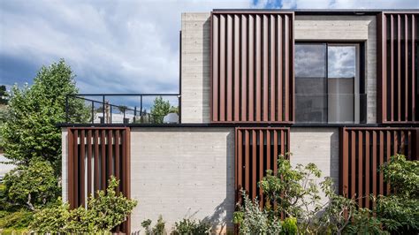Box Framed Louvres Shade Board Marked Concrete House In Tel Aviv