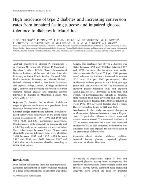 Glucose Intolerance Pdf Prediabetes Diabetes