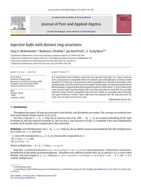 Pdf Injective Hulls With Distinct Ring Structures