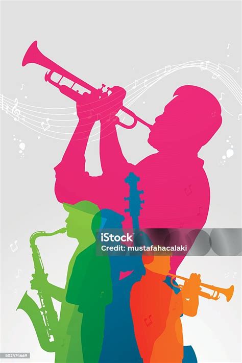 Band Jazz Berwarnawarni Ilustrasi Stok Unduh Gambar Sekarang Musik Jazz Siluet Cahaya