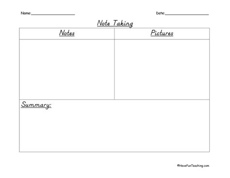 Note Taking And Summarizing Graphic Organizer By Teach Simple