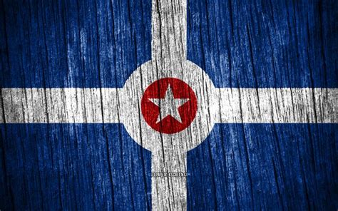 다운로드 4k 인디애나폴리스의 국기 미국 도시들 인디애나폴리스의 날 미국 나무 질감 깃발 인디애나폴리스 국기