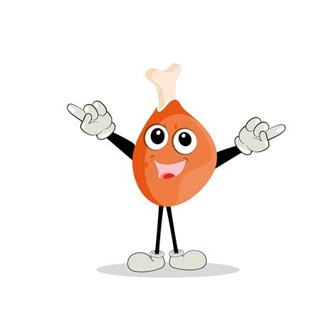 Fried Chicken Leg Cartoon Character Roast Chicken Leg Mascot Vector