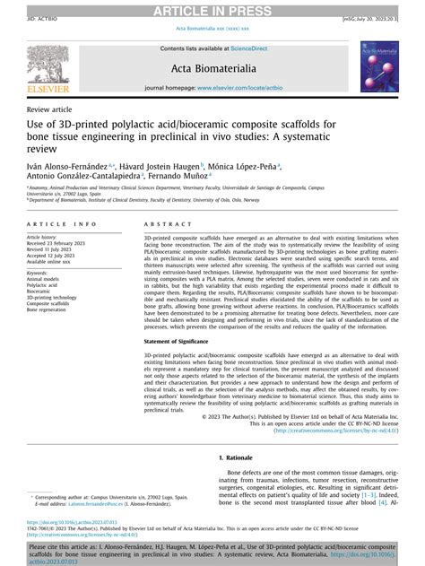 Pdf Use Of 3d Printed Polylactic Acidbioceramic Composite Scaffolds For Bone Tissue