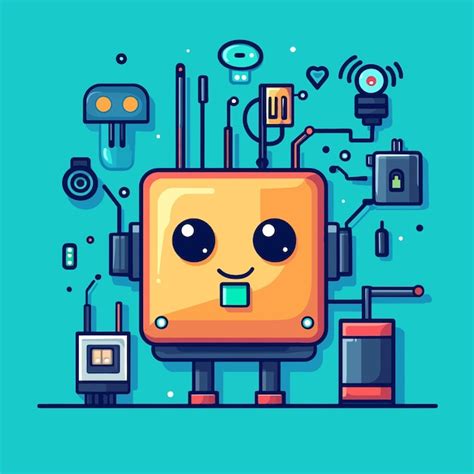 Playful Iot Sensor Network Cartoon Icon Vector Illustration Premium