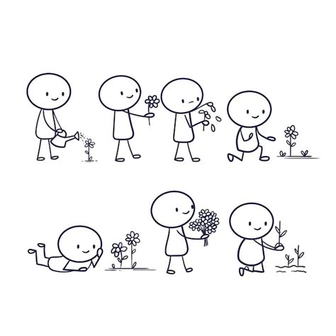 Collection De Stickman Dessinés à La Main Vecteur Gratuite
