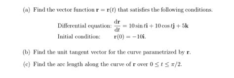 solved a find the vector function r r t that satisfies