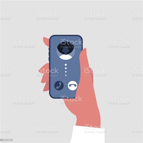 들어오는 호출 합니다 아프리카계 미국인 여자입니다 휴대 전화 화면입니다 천년 생활양식입니다 평면 편집 가능한 벡터 일러스트 레이