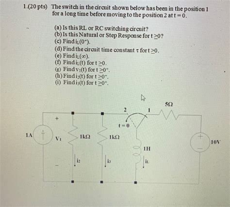 Solved Pts The Switch In The Circuit Shown Below Has Chegg Com