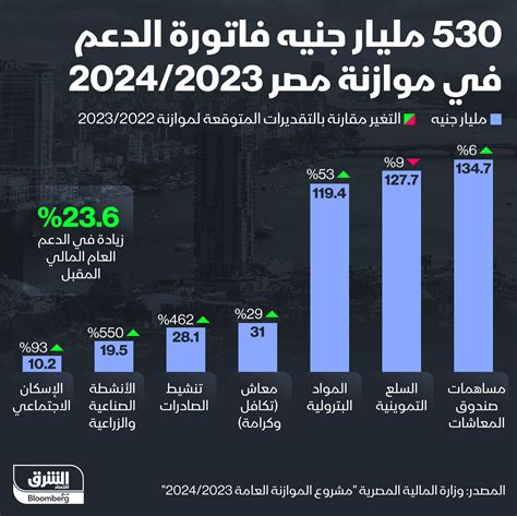 اقتصاد الشرق مع Bloomberg فاتورة الدعم في مشروع موازنة مصر لعام 2023