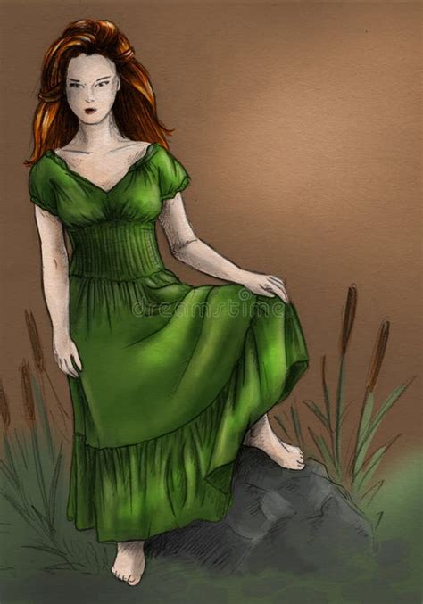 Young Woman Wearing Green Dress Stock Illustrations 497 Young Woman