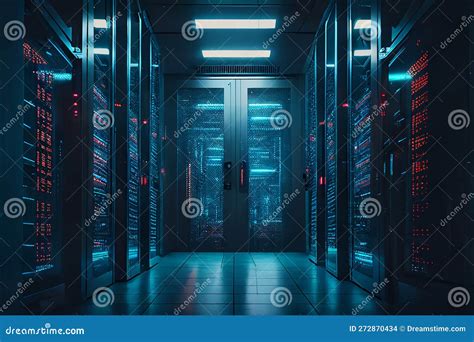 Large Server Room Big Data Center Stock Illustration Illustration Of