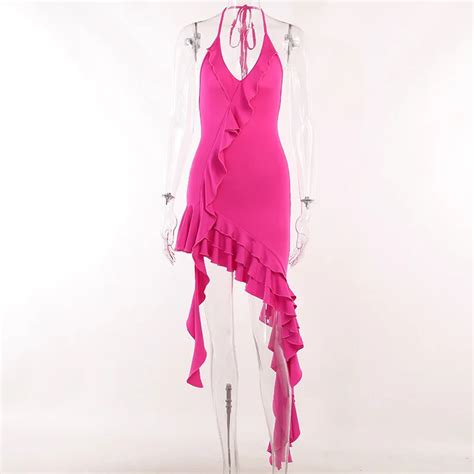 Jy23003dg Sexy Halter Dress Long Pleated Casual Dresses Women Prom