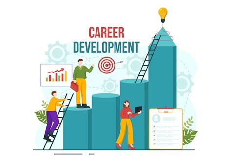 Premium Vector Career Development Vector Illustration With Ladder To