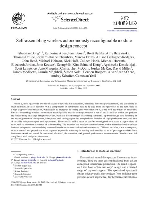 pdf self assembling wireless autonomously reconfigurable module