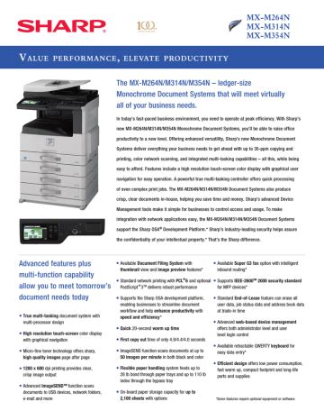 Sharp MX M264N Datasheet Manualzz