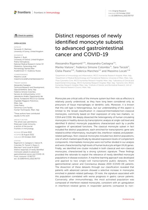 Pdf Distinct Responses Of Newly Identified Monocyte Subsets To