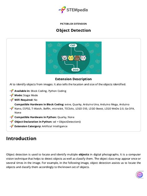 object detection blocks python functions projects pictoblox