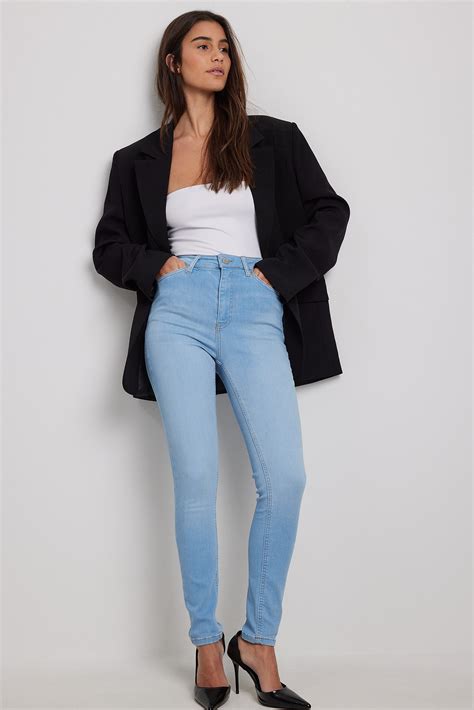 Skinny High Waist Stretch Jeans Blue Na Kd