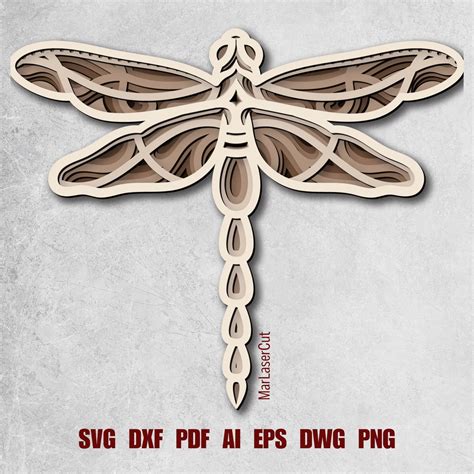 Multilayer Dragonfly Laser Cut File 3d Layered Dragonfly Paper Cut Svg