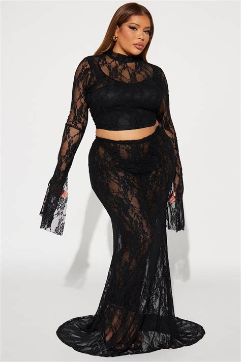 Kaya Lace Skirt Set Black Fashion Nova