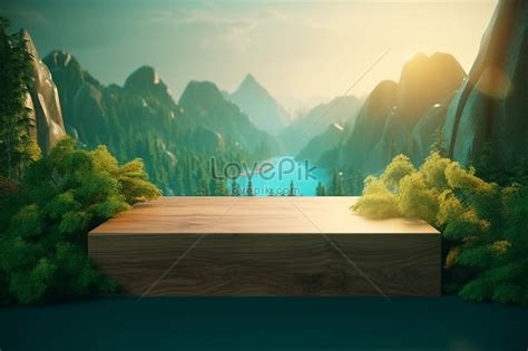 생성 Ai를 사용하여 자연 경관 앞에서 제품 프레젠테이션을 위한 디스플레이 연단 사진 무료 다운로드 Lovepik
